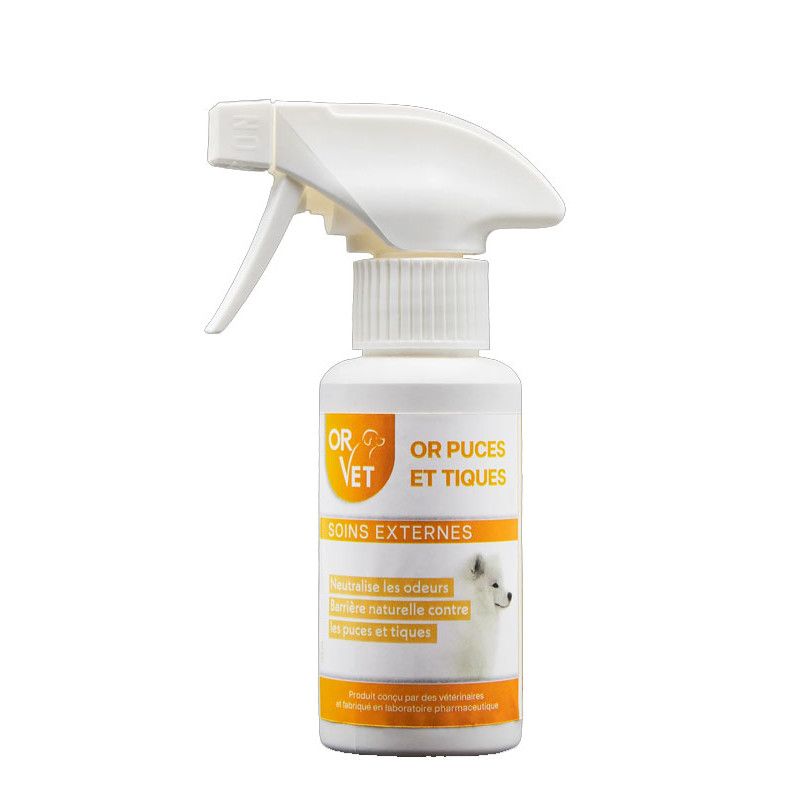 Spray Or-Puces et tiques 125ml Or-Vet - complément alimentaire chiens