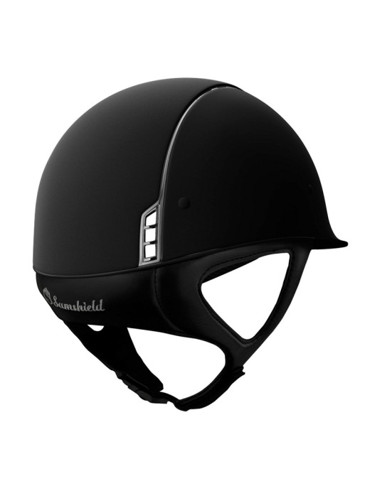 Casque Shadowmatt Blason Chrome noir Liseré Titanium Samshield