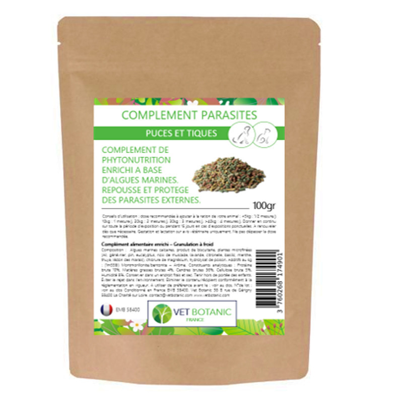 Complément alimentaire parasites externes chat et chien 100g Vet Botanic